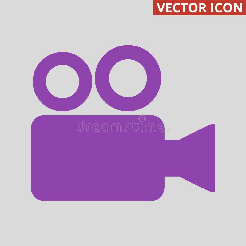 Video Camera Icon on Grey Background. Stock Illustration - Illustration ...