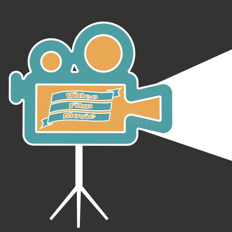 Video Camera Icon. Movie, Film Label Retro Stock Vector - Illustration ...