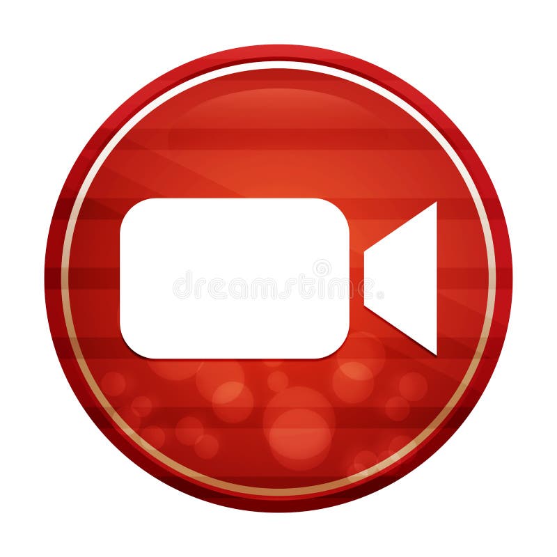 Video Camera Icon Realistic Diagonal Motion Red Round Button ...