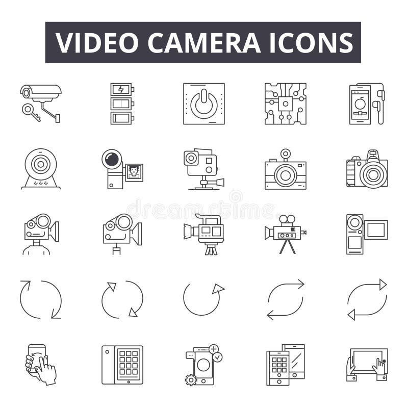 Video Camera Line Icons, Signs, Vector Set, Outline Illustration ...