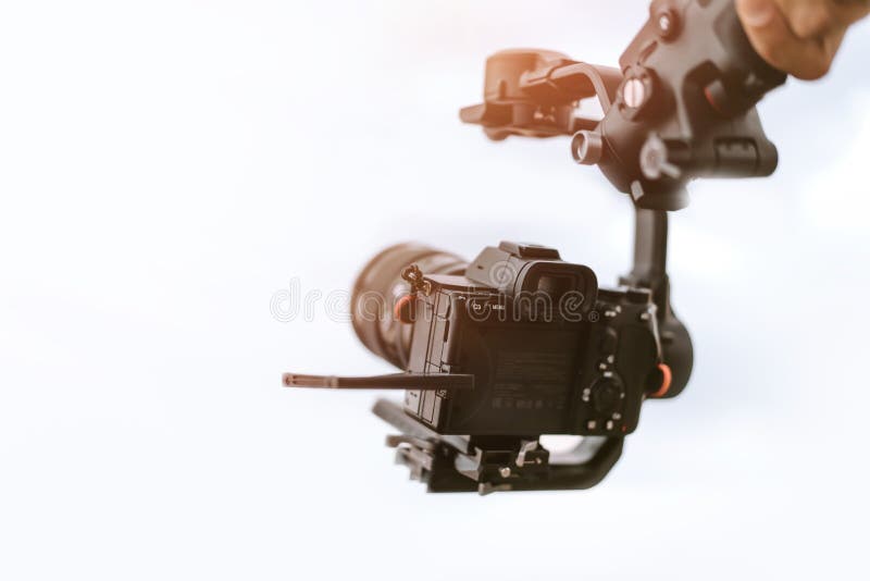 Video Camera Man Operator Working with Professional Equipment Stock ...