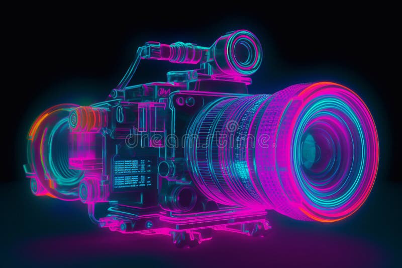 Video Camera with Neon Effect Stock Illustration - Illustration of ...