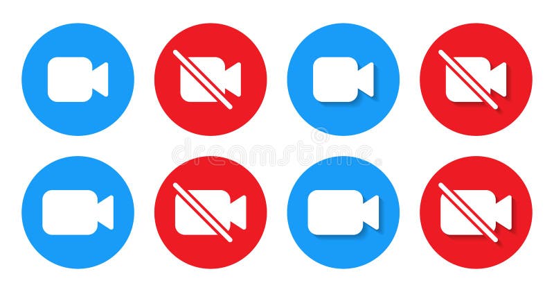 Video Camera and Off Icon with Shadow. Social Media Communication ...