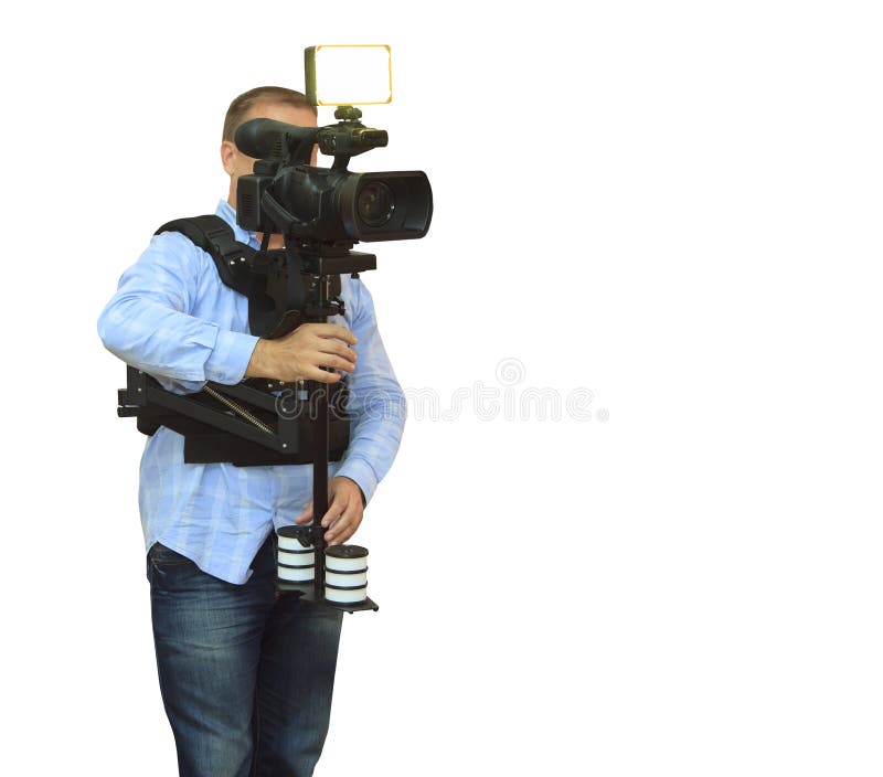 Video Camera Operator Working with Professional Equipment Stock Photo ...