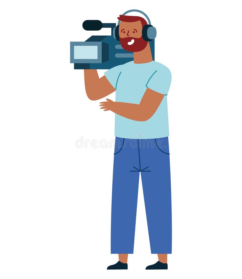 Video Camera Operator Working Stock Illustration - Illustration of ...