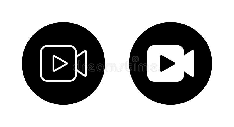 Video Camera with Play Button Icon on Black Circle Stock Vector ...