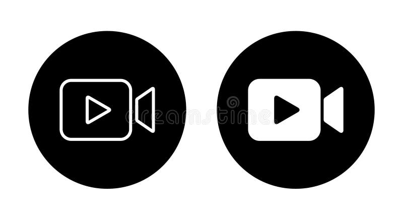 Video Camera with Play Icon on Black Circle Stock Vector - Illustration ...