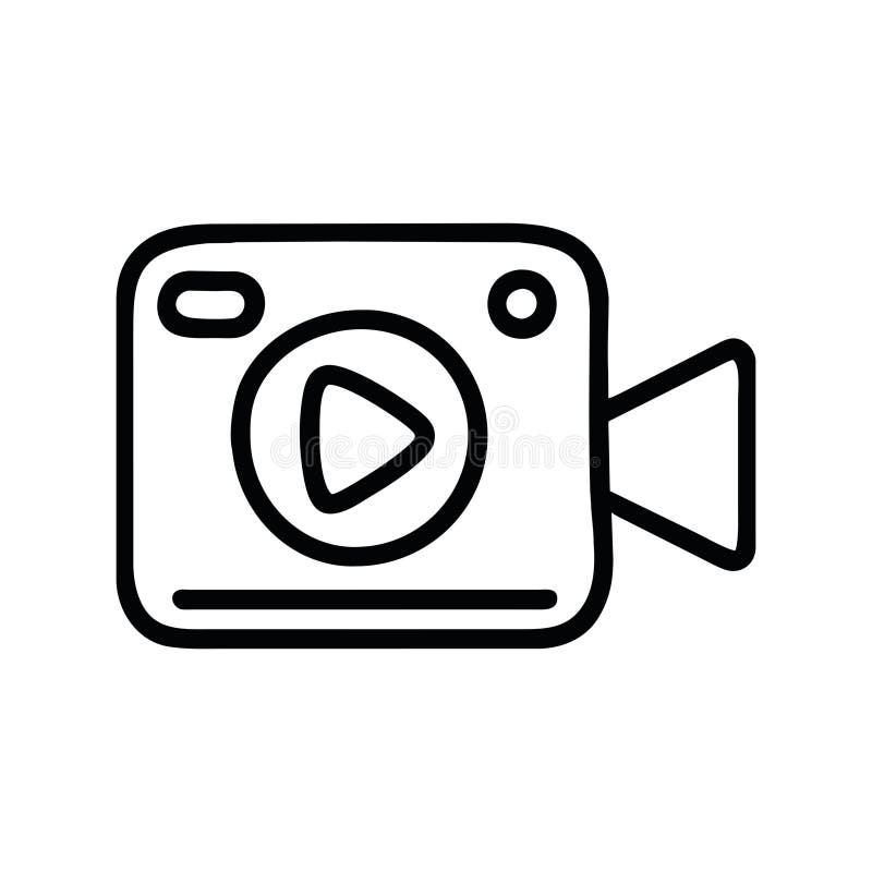 Video Camera with Play Icon Stock Vector - Illustration of line, video ...