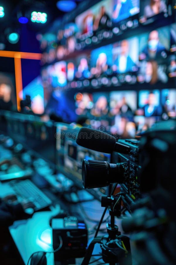 A Video Camera Positioned in Front of Multiple Monitors. Ideal for ...