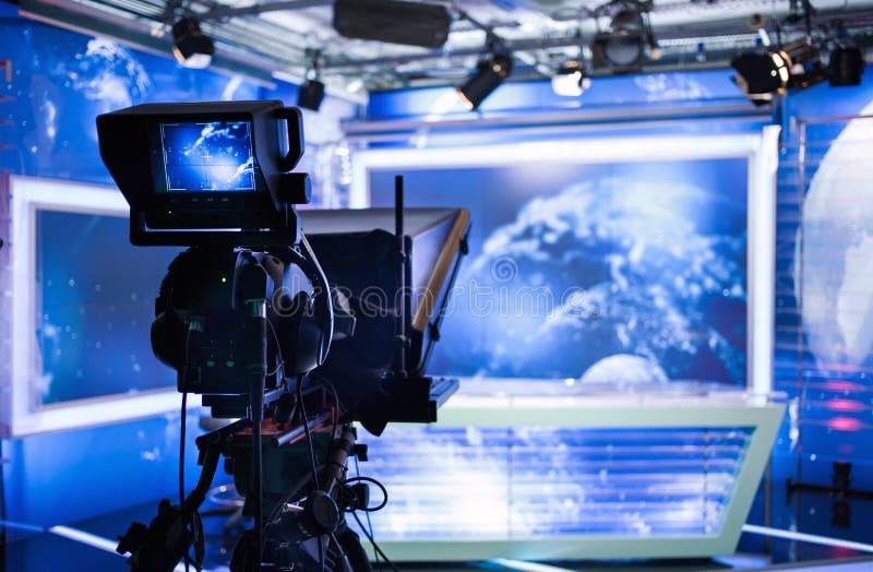 TV broadcast studio stock image. Image of camcorder, reporter - 21306551