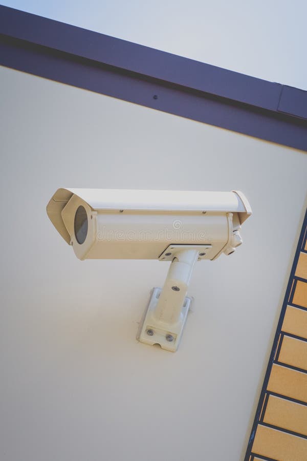 Video Camera Security System on the Wall Stock Image - Image of ...