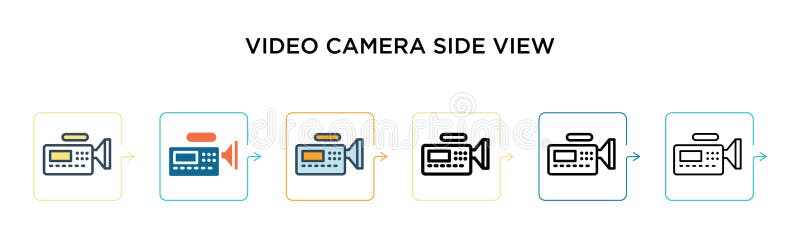 Video Camera Side View Vector Icon in 6 Different Modern Styles. Black ...