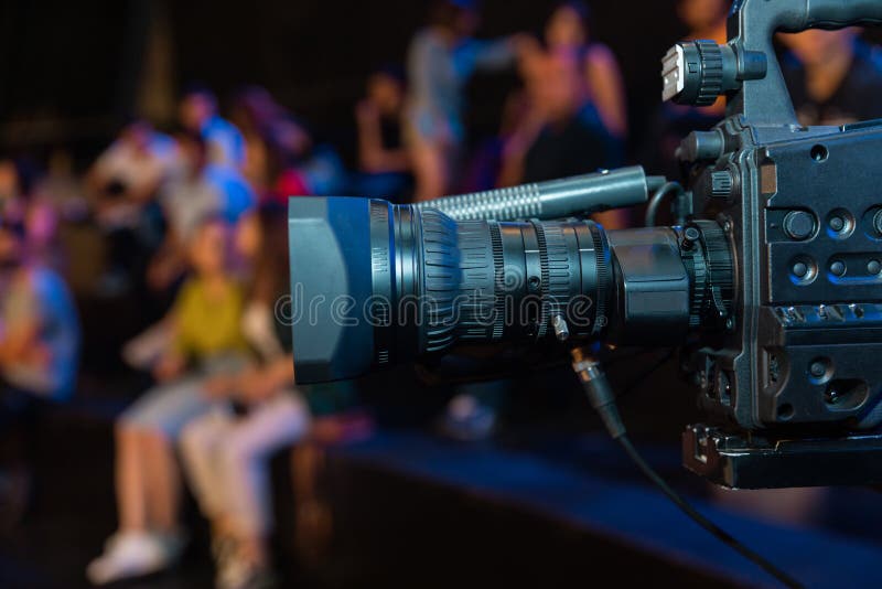 Video camera in studio stock photo. Image of person - 247957600