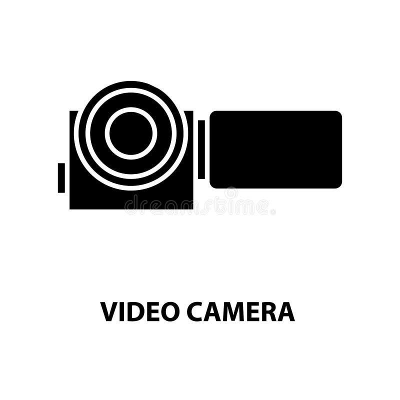 Video Camera Symbol Icon, Black Vector Sign with Editable Strokes ...