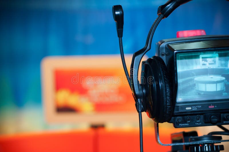 Video Camera Viewfinder, Recording Show in TV Studio Stock Photo ...
