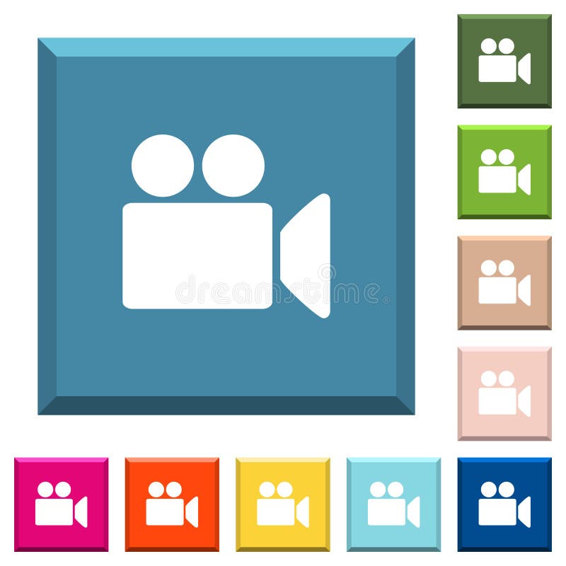 Video Camera White Icons on Edged Square Buttons Stock Vector ...