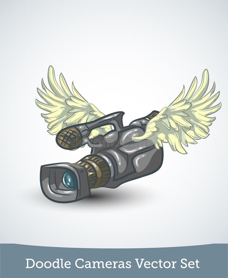 Video Camera with Wings Isolated on White Background. Vector Stock ...