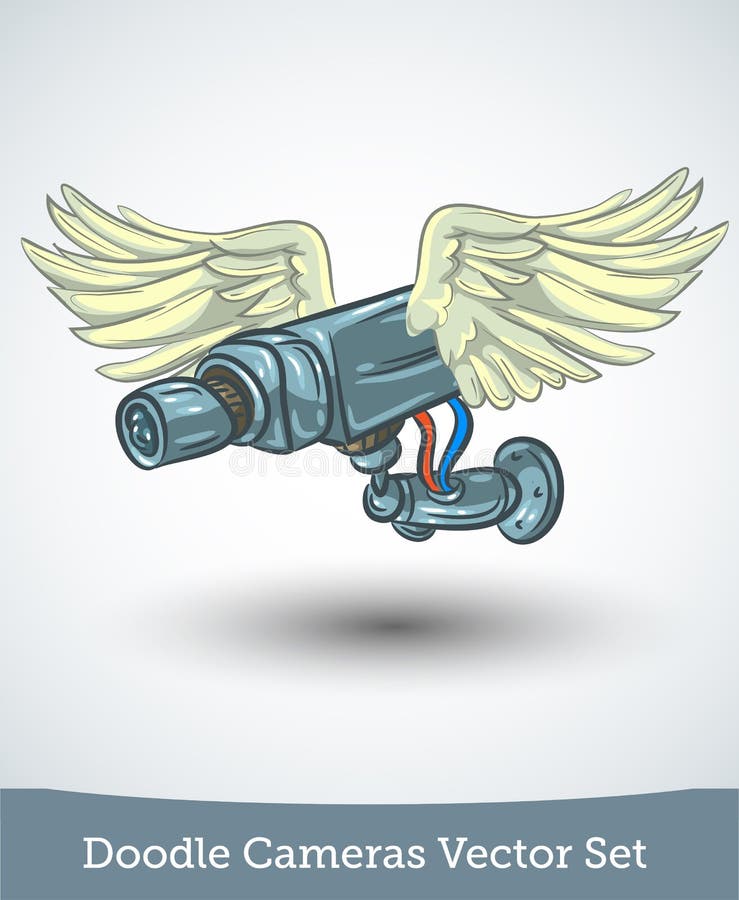 Video Camera with Wings Isolated on White Background. Vector Stock ...