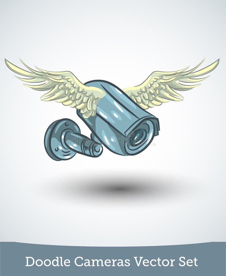 Video Camera with Wings Isolated on White Background. Vector Stock ...