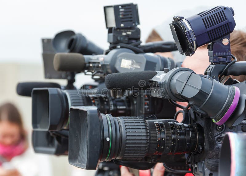 Video Cameras Press and Media Working Stock Image - Image of live ...