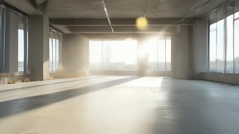 Bright Empty Building Interior Featuring Concrete Structure and ...