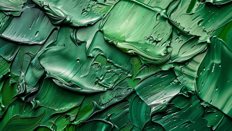 Textured Green Paint Strokes Showcasing Artistic Layering in Vibrant ...