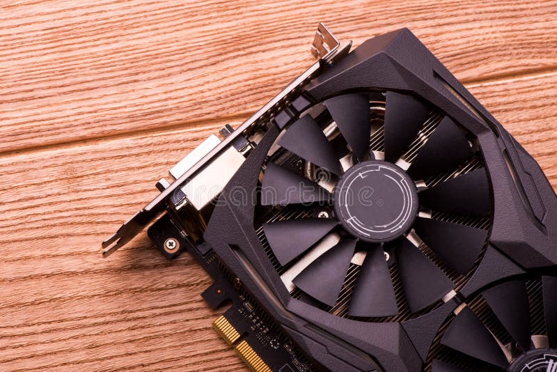 Video Card Close Up. Computer Graphics Card. Video Card Cooling Stock ...