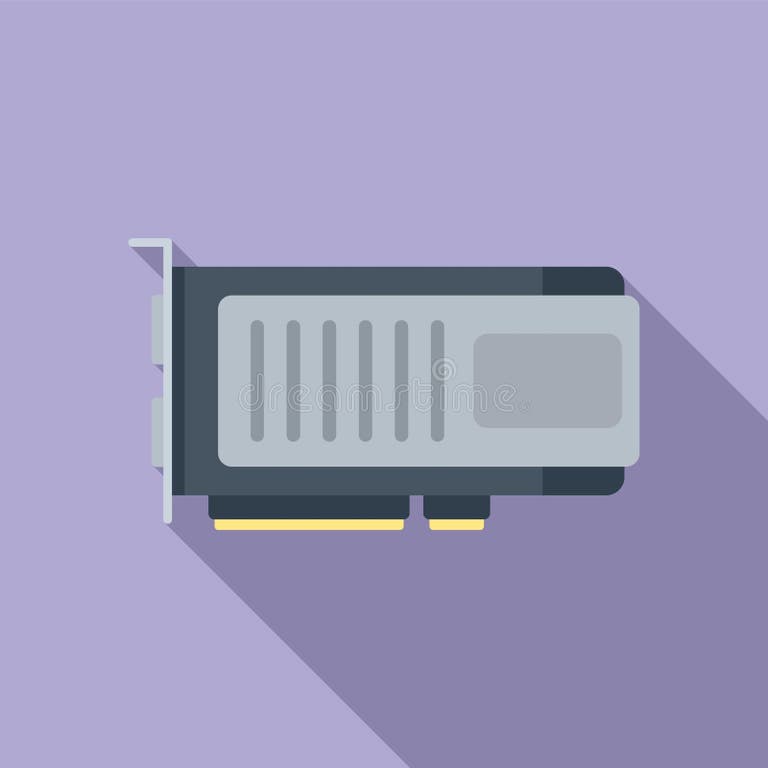 Video Card Icon Flat Vector. Pc Gpu Stock Illustration - Illustration of cooler, motherboard ...