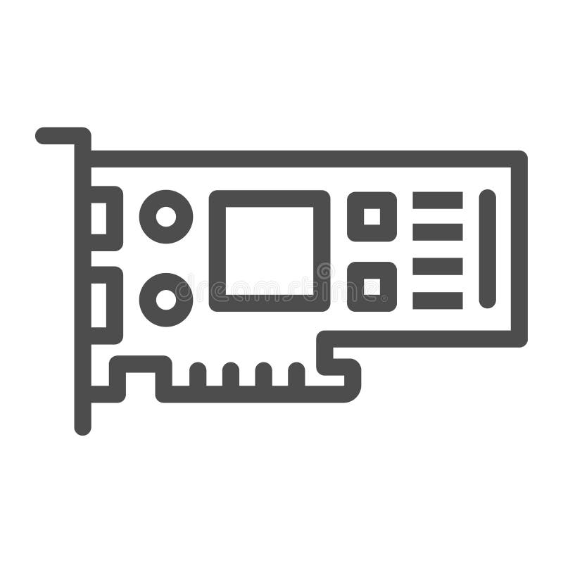 Video Card Line Icon, Electronics Concept, Graphics Adapter Vector Sign ...