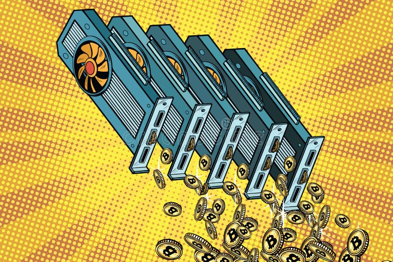 Video Card Pours Cryptocurrency Bitcoin Stock Vector - Illustration of ...
