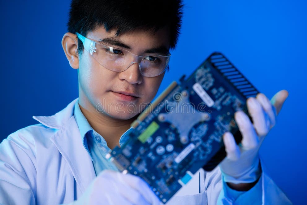 Video card repairing stock photo. Image of person, focus - 33123434