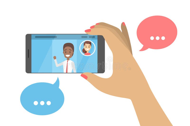 Video Chat with Friend on Tablet Computer Stock Vector - Illustration ...