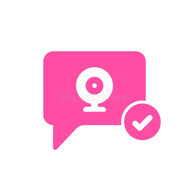 Video Chat Icon with Check Sign. Video Chat Icon and Approved, Confirm ...