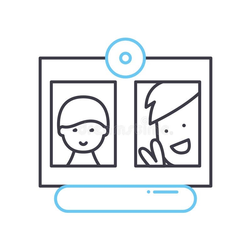 Video Chat Line Icon, Outline Symbol, Vector Illustration, Concept Sign ...
