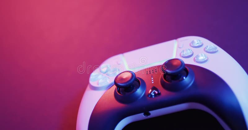 Video of Close Up of Video Game Pad Controller with Copy Space on Neon ...