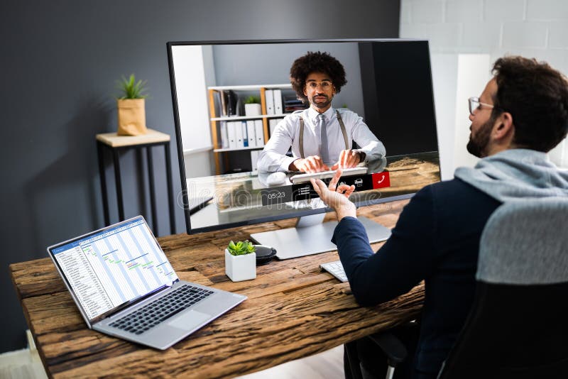 Video Conference Business Webinar Call Stock Photo - Image of desk ...