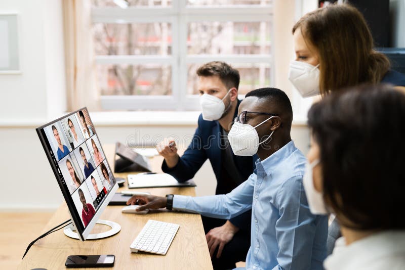 Video Conference Call at Business Meeting Stock Photo - Image of blank ...