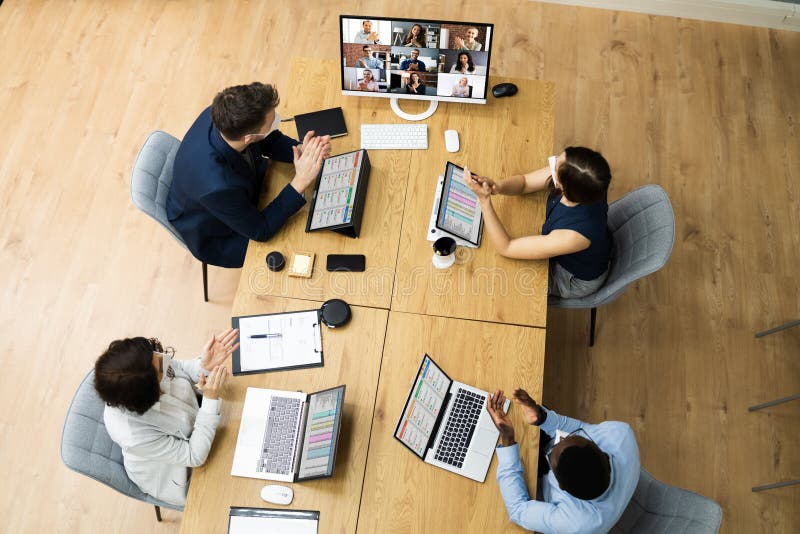 Video Conference Call at Business Meeting Stock Image - Image of ...