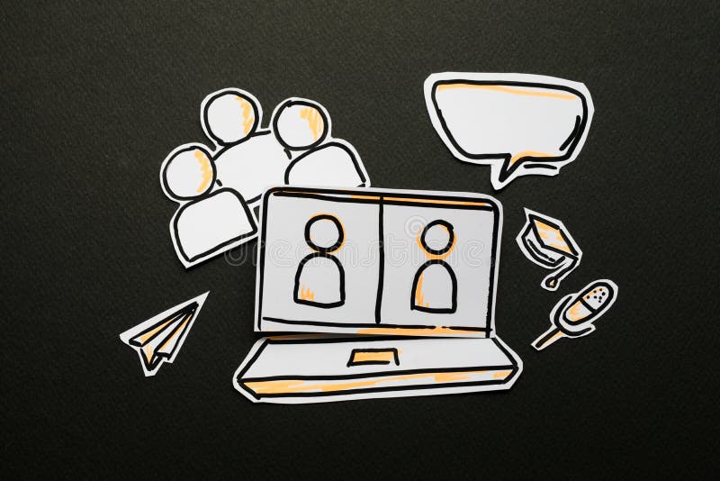 Video Conference Call Communication Paper Icon. Stock Photo - Image of ...