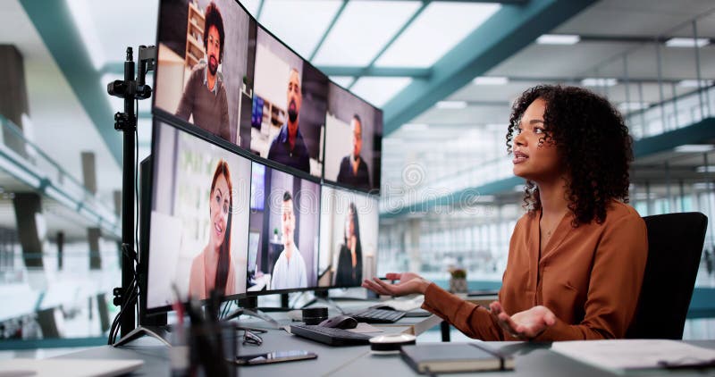 Video Conference Call. Remote Virtual Meeting Stock Photo - Image of ...