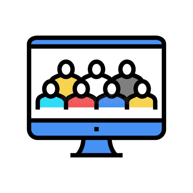 Video Conference Color Icon Vector Flat Illustration Stock Illustration ...