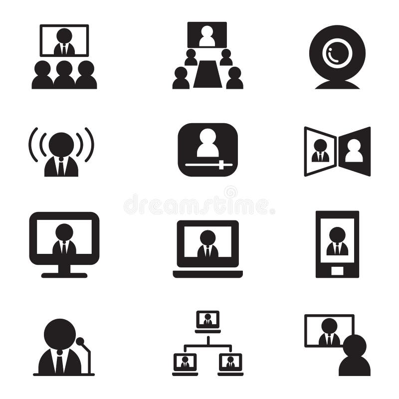 Video Conference Communication(Meeting, Seminar, Training) Icon Stock ...
