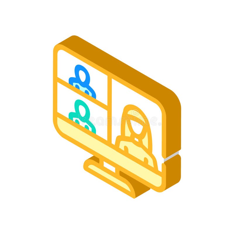 Video Conference Computer Software Isometric Icon Vector Illustration ...
