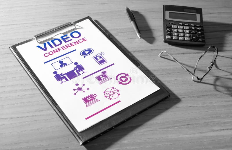 Video Conference Concept on a Desk Stock Photo - Image of corporate ...