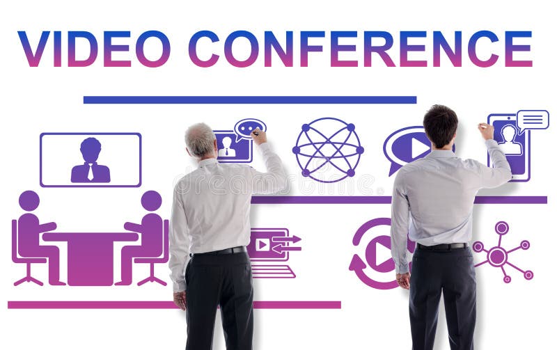 Video Conference Concept Drawn by Businessmen Stock Photo - Image of ...