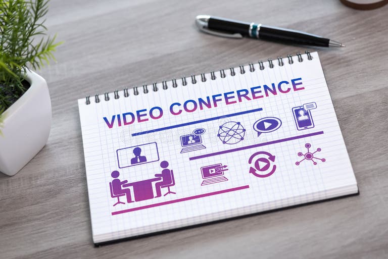 Video Conference Concept on a Notepad Stock Photo - Image of distance ...