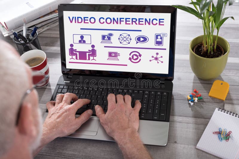 Video Conference Concept on a Laptop Screen Stock Image - Image of ...