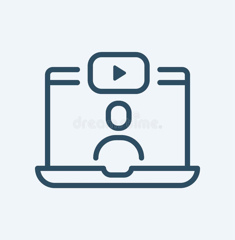 Video Conference and Group Call Icon Set with Editable Stroke and White ...