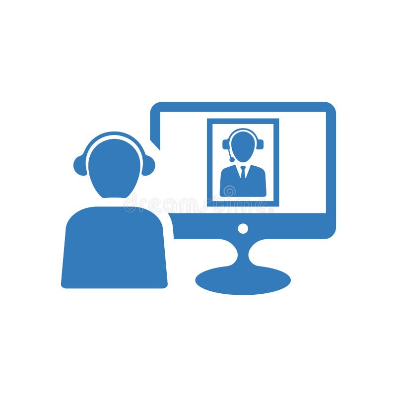 Video Conference Icon / Blue Color Stock Vector - Illustration of video ...