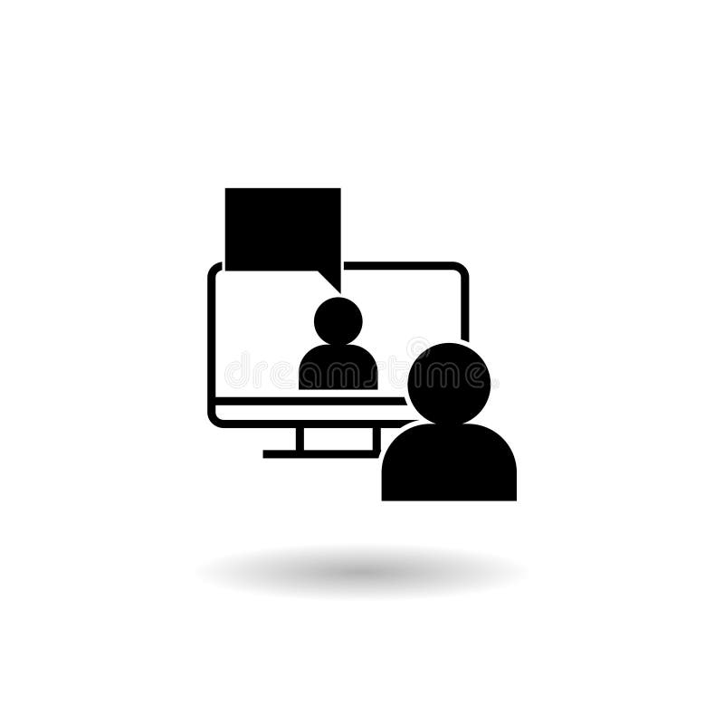 Video Conference Icon Logo with Shadow Stock Vector - Illustration of ...